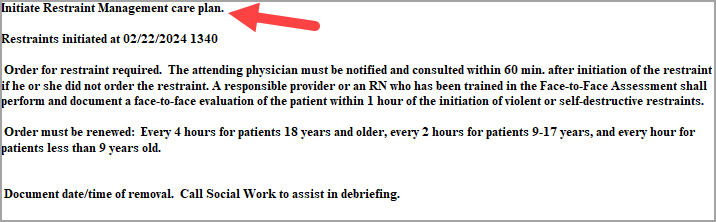 New Nursing Restraint Management Care Plan – EMR Updates