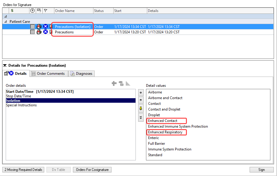 Precautions Updates in Orders & Powerforms – EMR Updates