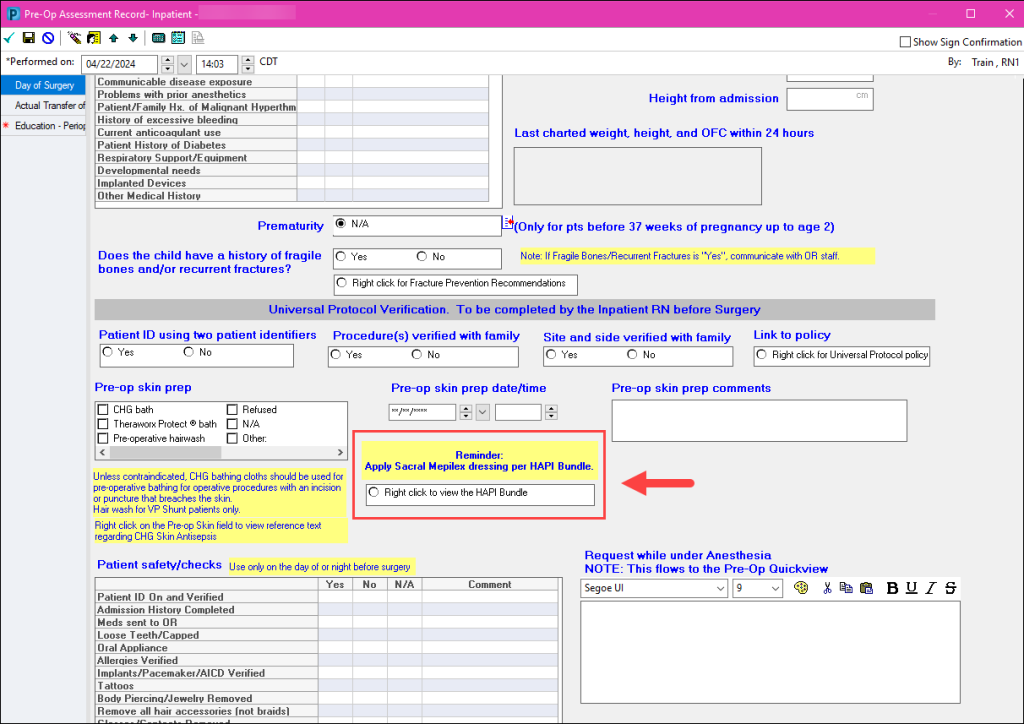 HAPI Bundle Updates in Pre-Op Assessment PowerForms – EMR Updates
