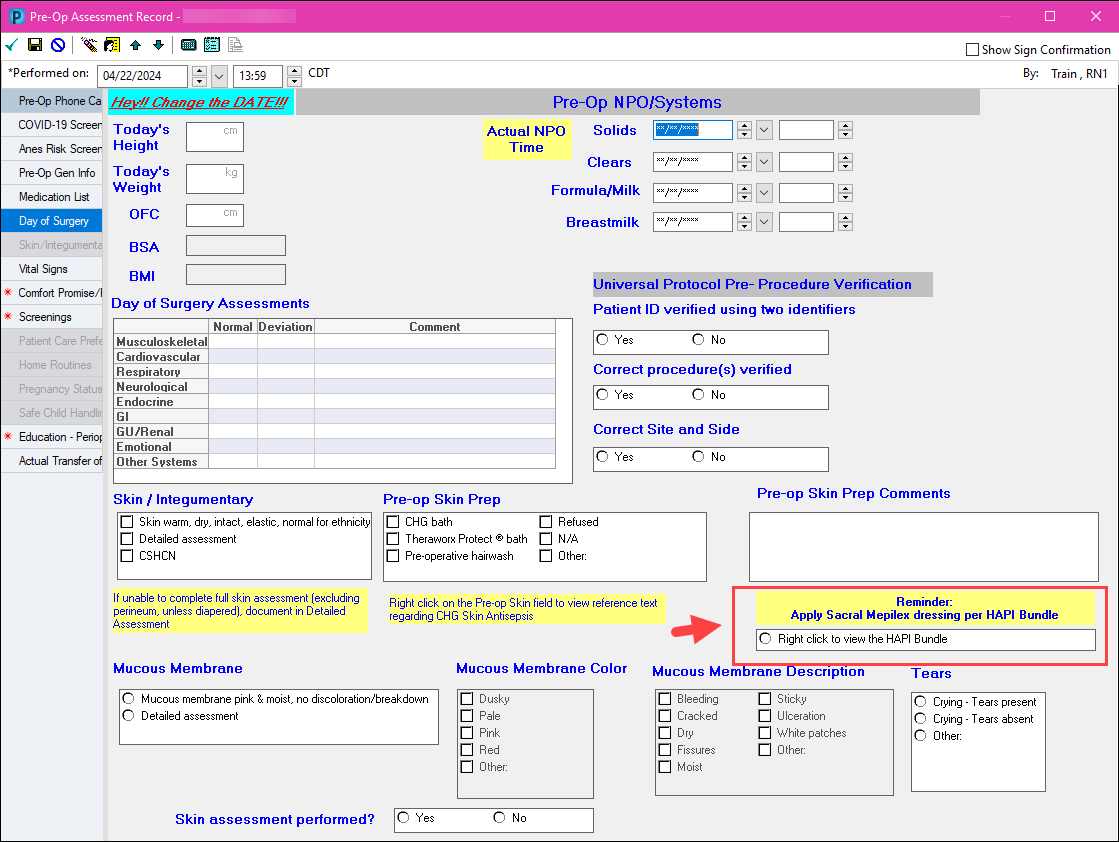 HAPI Bundle Updates in Pre-Op Assessment PowerForms – EMR Updates